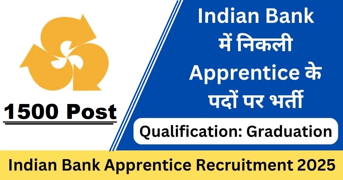 Indian Bank Apprentice Recruitment 2025 - jobs vacancy