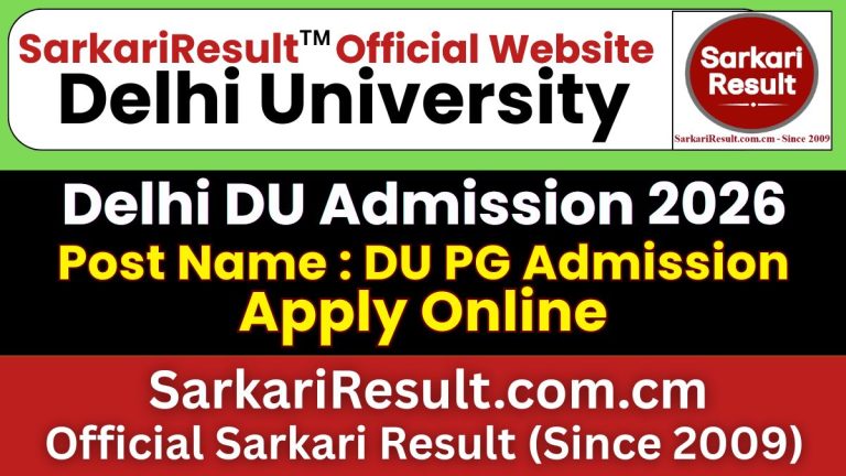 Delhi University DU PG Admission Online Form 2026 | Apply Online