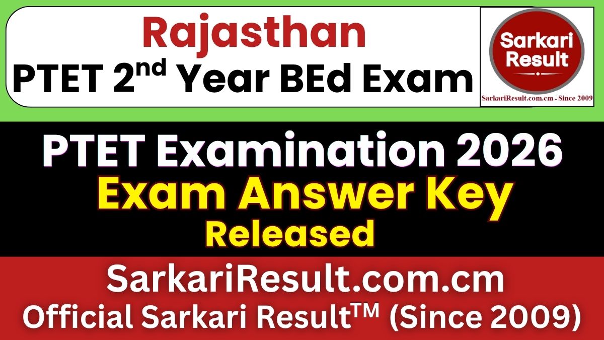Rajasthan PTET Answer Key 2026 Out